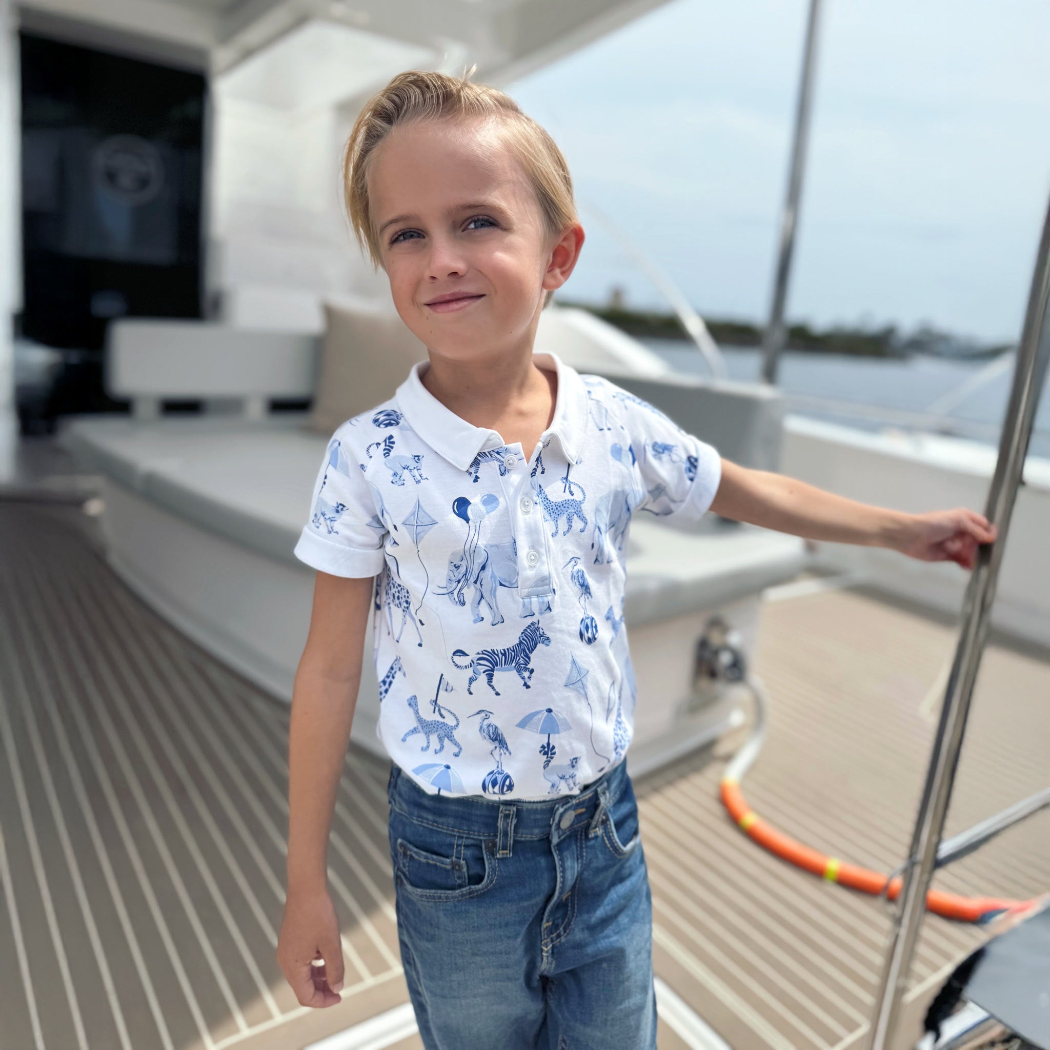 Chinoiserie Safari Boys SS Pima Polo | Elegant and Playful Children's ...
