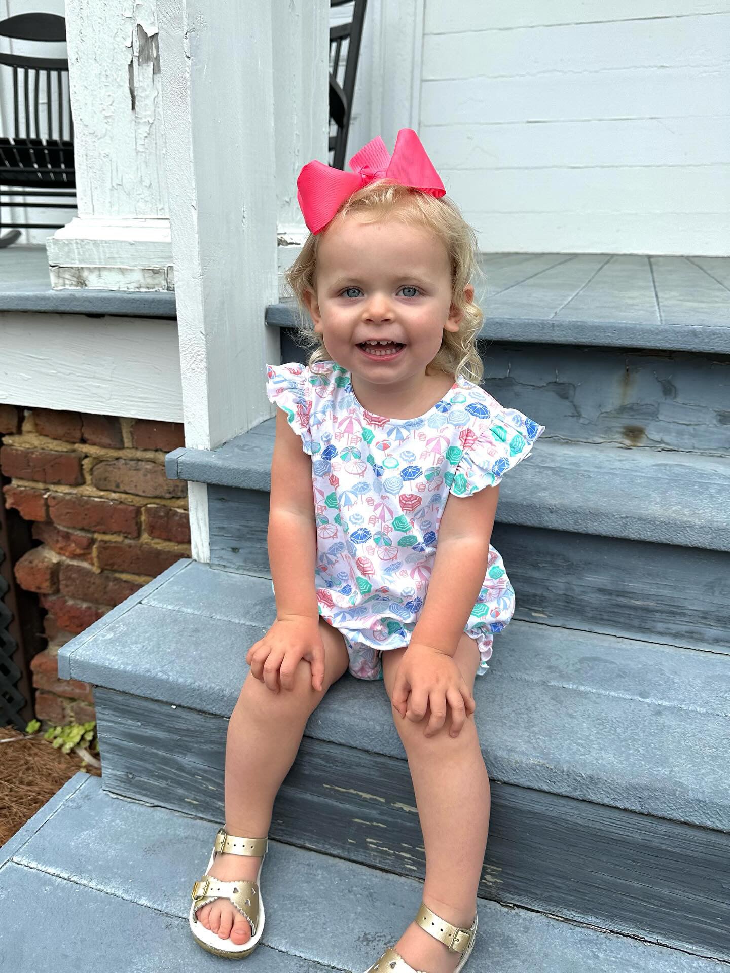 Little Girls Pima Cotton Bubble with beach umbrella pattern – Heyward House