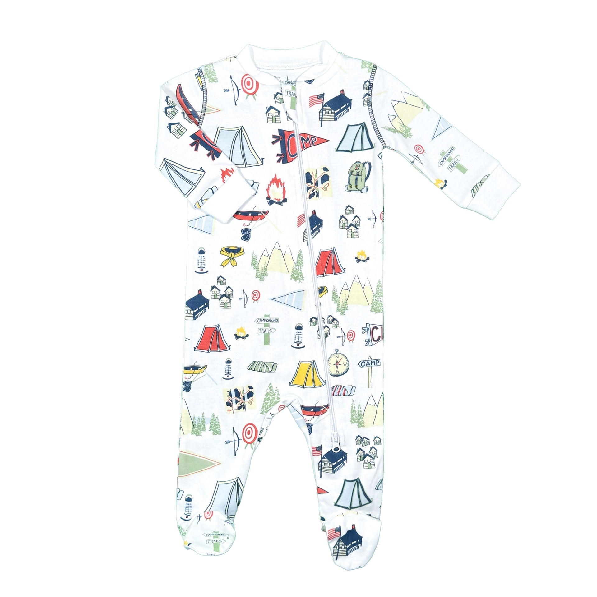 Soft pima zipper footed pajamas with summer camp print by Heyward House